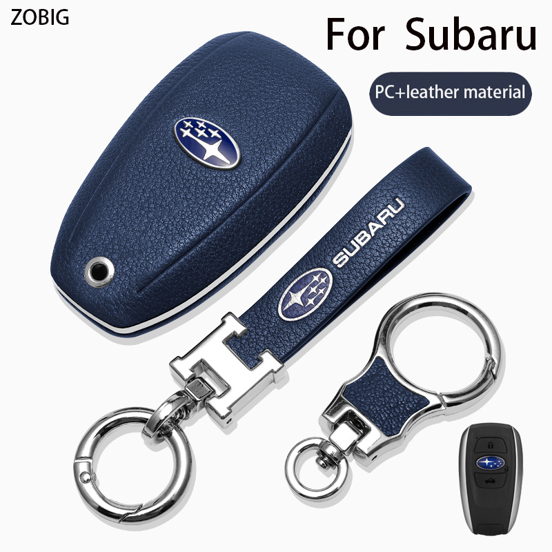 ZOBIG Genuine leather Key Fob Cover for subaru Car Key Case Shell with ...