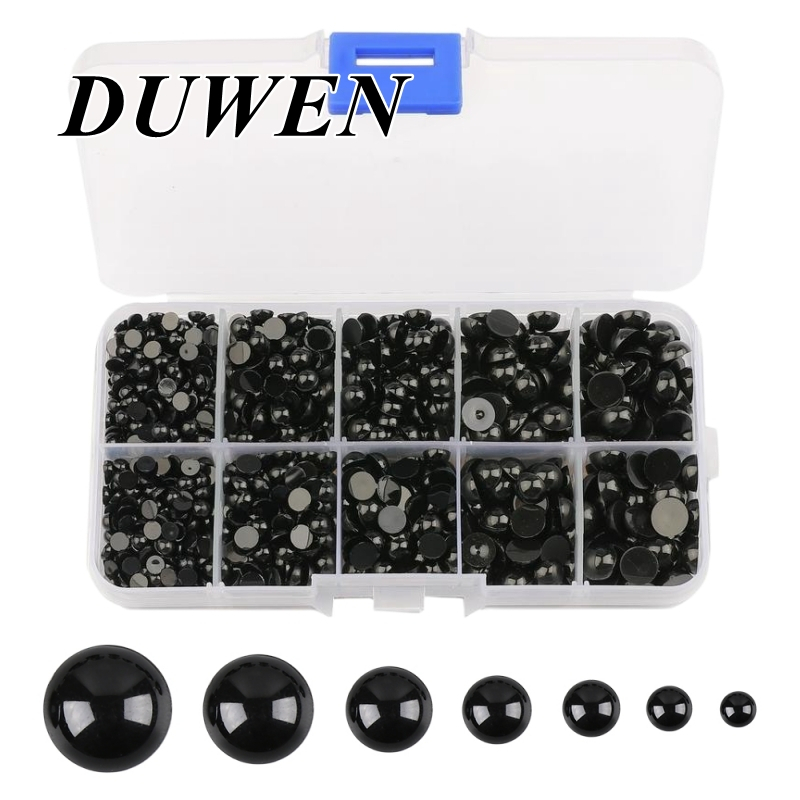 760pcs 4-10mm Black Safety Eyes Round Flat Plastic Doll Eyes for Teddy ...