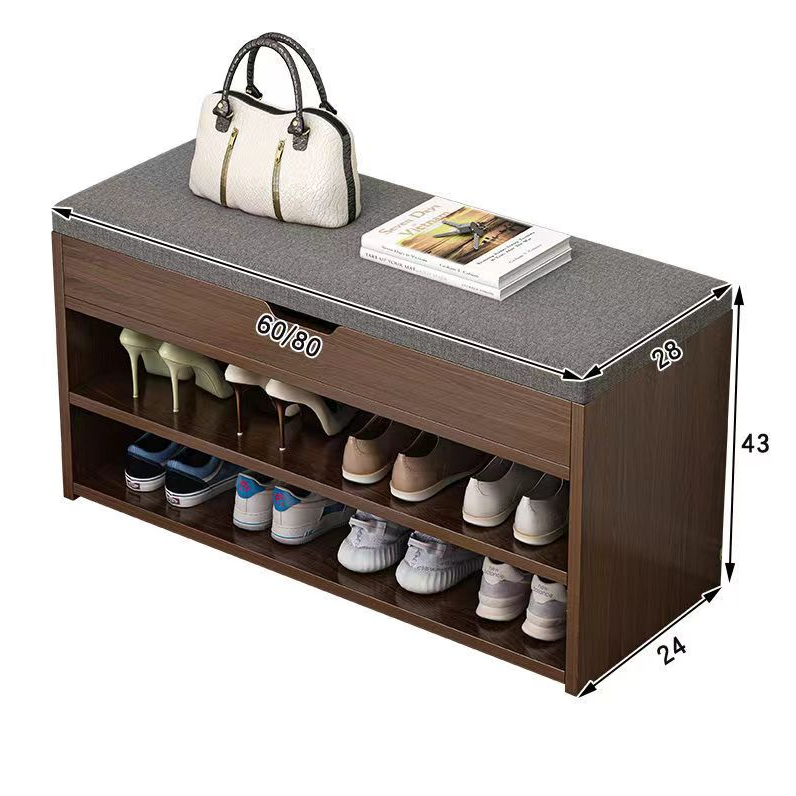 YOUNAL Shoe Stool Wooden Simple Shoe Cabinet With Seat Three-layer Shoe ...