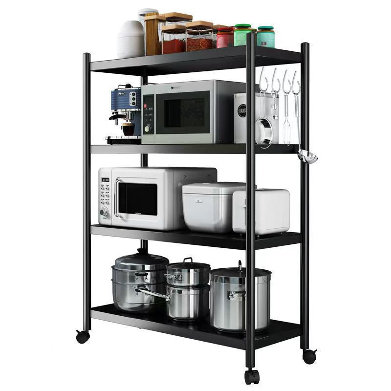 YOUNAL Movable Black Metal Storage Rack / Kitchen Rack / Booksheft Book ...