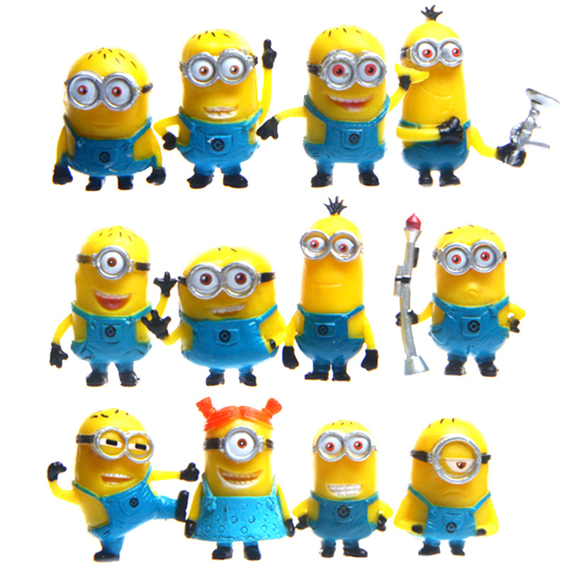 12pcs Minions Miniature Movie Figures Minion Key Chains Kids Toys Kit ...