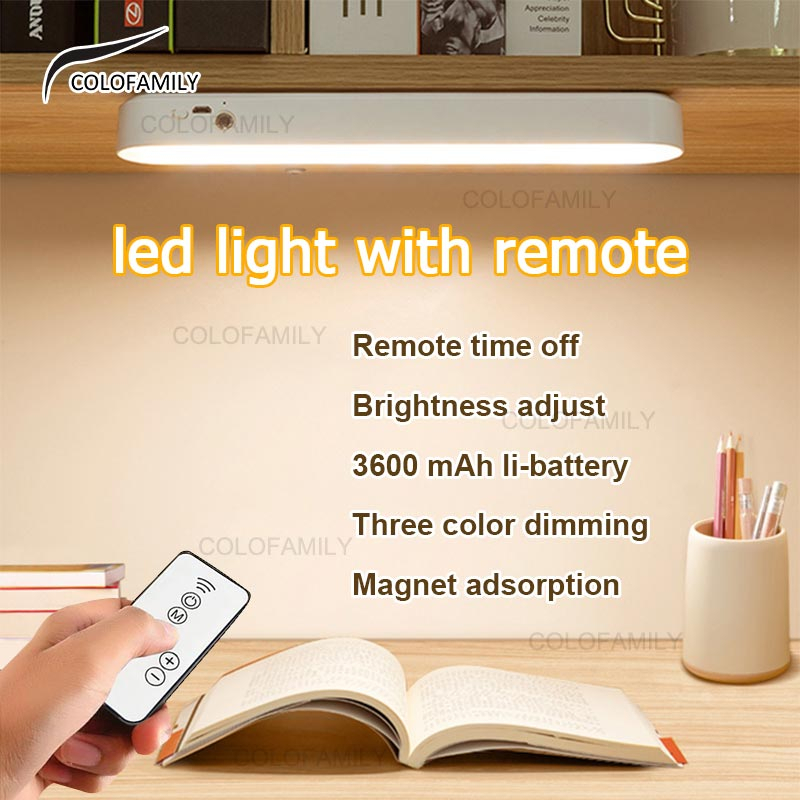LED Remote Control Desk Table Lamp 3 Color Dimming Rechargeable ...