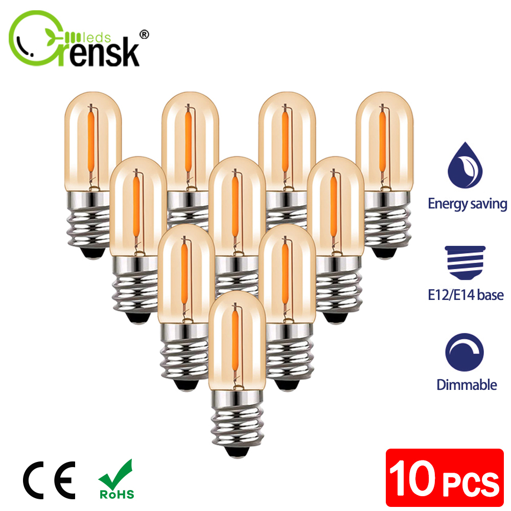 10 Packs E12 E14 Mini Led Edison Bulb Retro T16 0.6W Filament Bulb ...