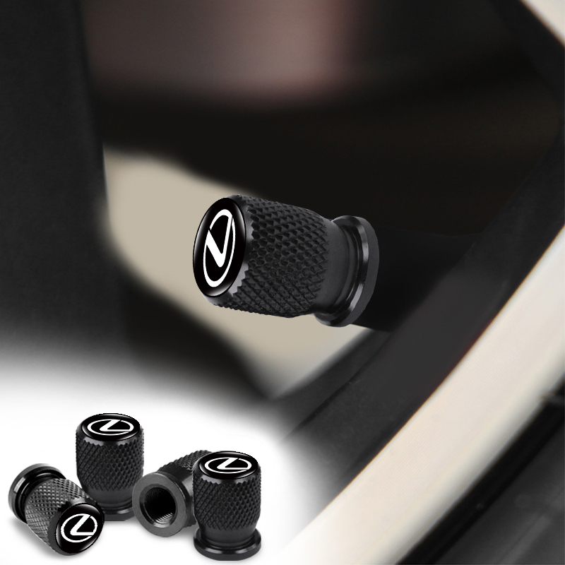 4pcs Aluminum Threaded Styling Car Tire Anti-leak Cap Car Logo Wheel ...