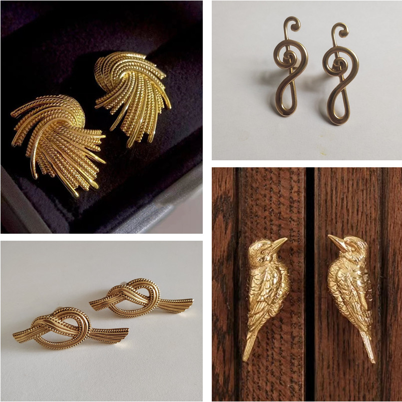 Golden Furniture Handle Door Knobs Solid Brass Musical Note Bird Animal ...
