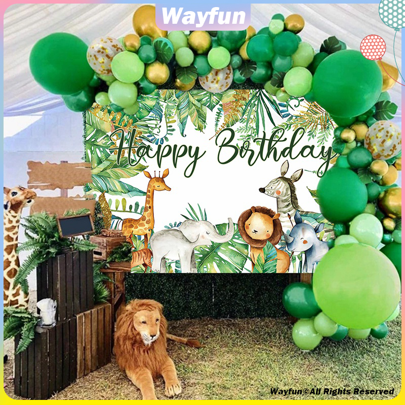 1.5x1m Jungle Safari Animal Happy Birthday Backdrop Birthday Party ...