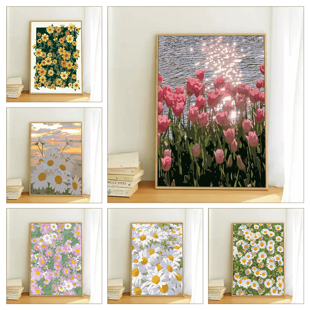 【ORFON】Paint By Number 20*30/40*50cm Tulip/DIY hand-painted/romantic flower sea/acrylic paint ...
