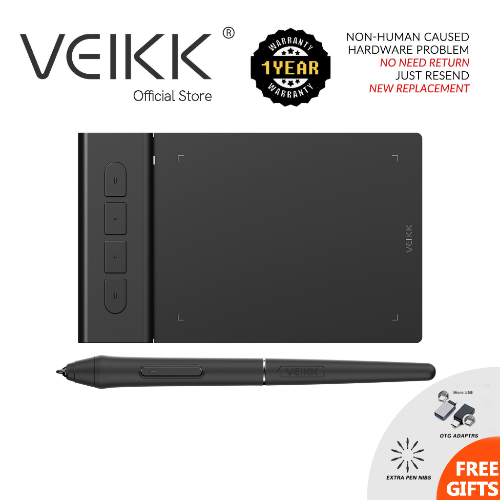 VEIKK Drawing Tablet VK430 4x3inch Battery Free Graphic Pen Tablet ...