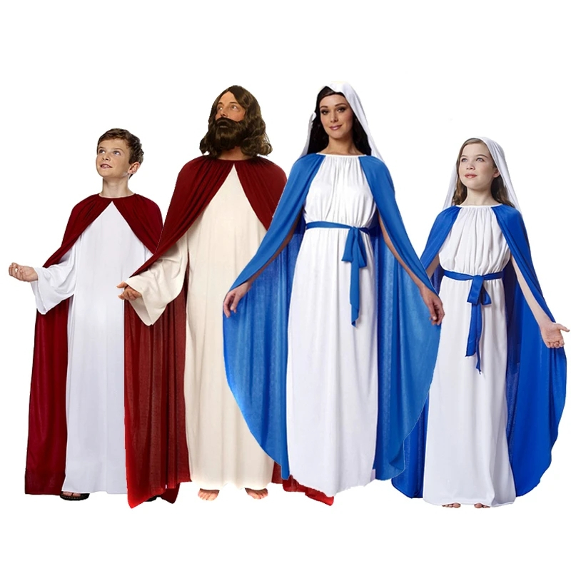 Men Jesus and Virgin Mary Costume Roman Greek Women Nun Party Cosplay ...