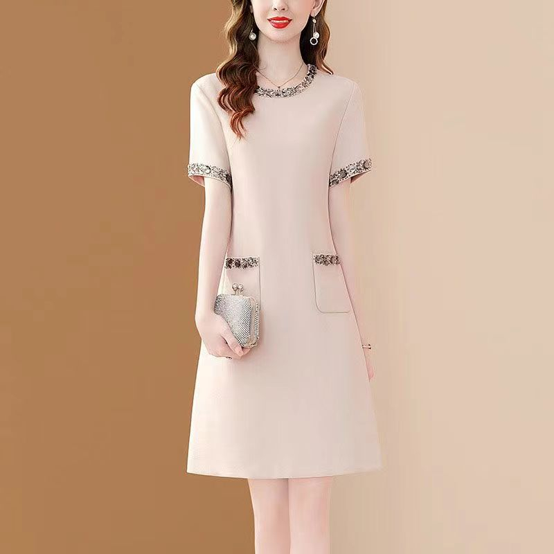 Fashion A Line Party Dress Summer Short Sleeve High Waist Xiaoxiangfeng