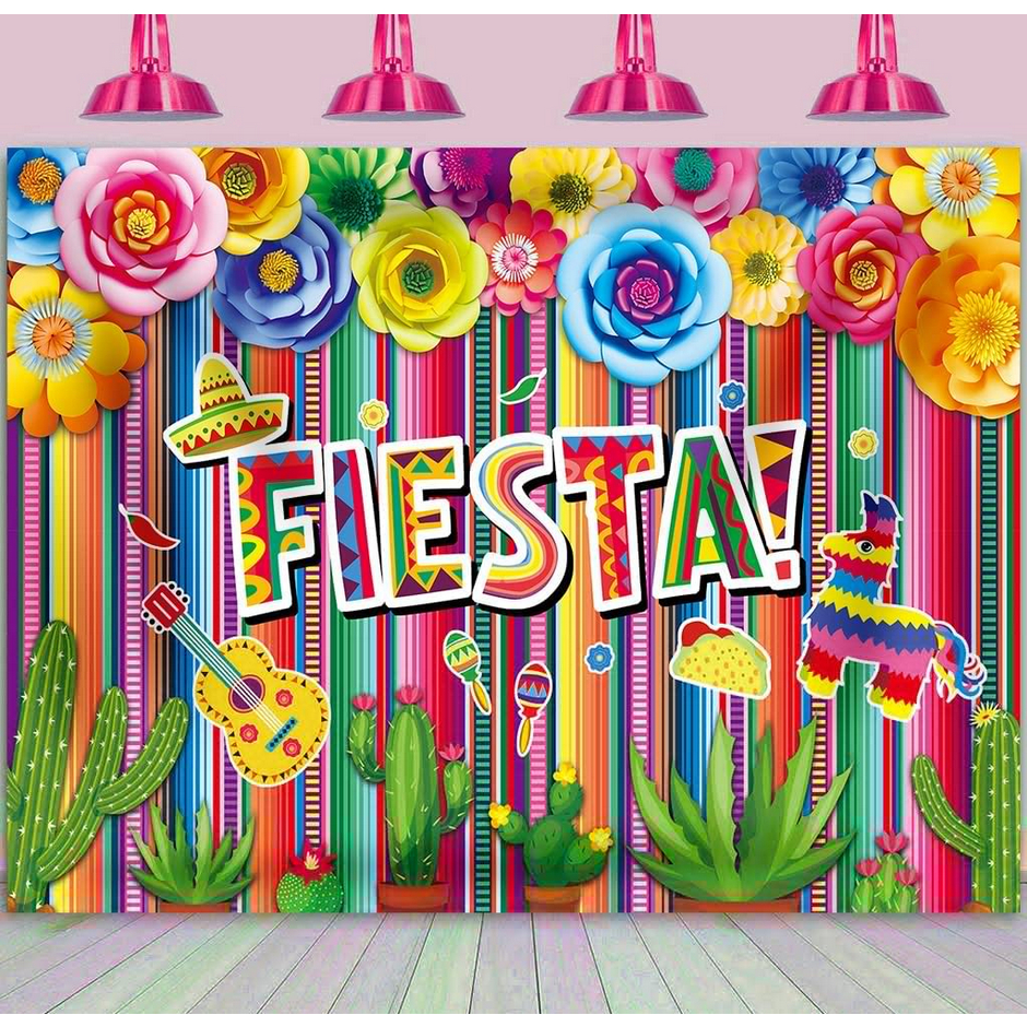 7x5ft Mexican Fiesta Party Colorful Stripes Backdrop Summer Cinco De ...