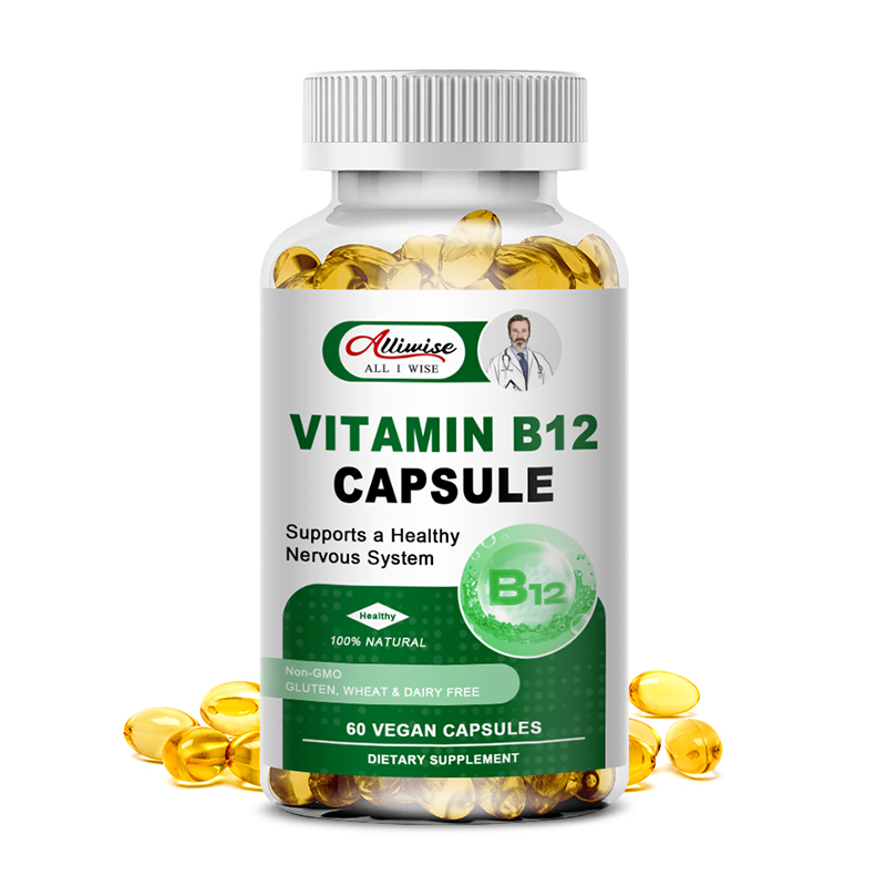 Alliwise Vitamin B12 Capsules 500 Mcg Nervous System Health Support Energy Production and ...