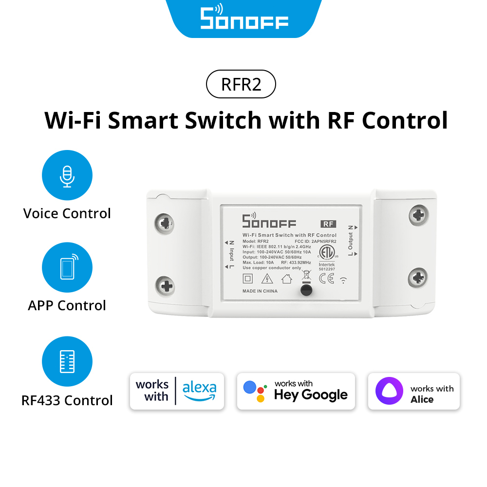 SONOFF RFR2 Wi-Fi Smart Switch Home Wireless Module 433MHz Remote ...