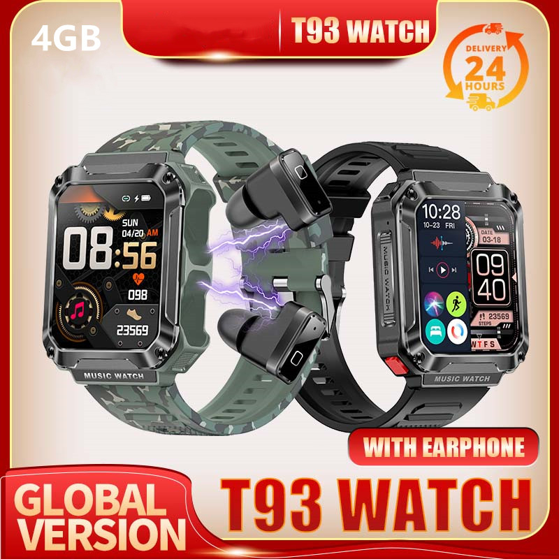 T93 Smart Watch 3 in 1 TWS Earphones 4GB Large Memory Bluetooth Call 1. ...