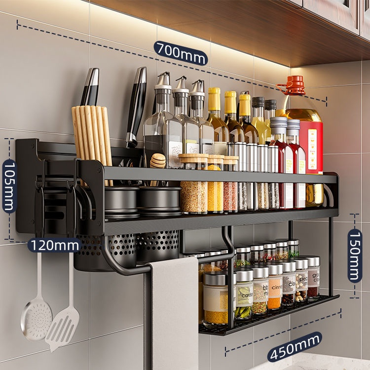 2-Tier Spice Rack Hanging Kitchen Rack Kitchen Organizer Condiments ...