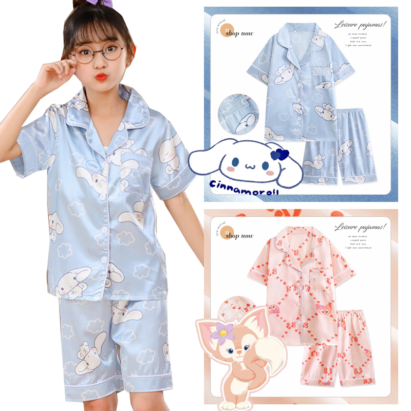 Kids Pyjamas Set Children's Satin Silk Older Kids Short Sleeve Pijamas ...