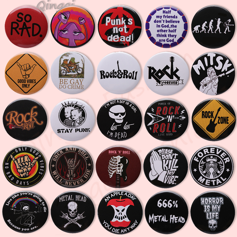 44mm Rock Roll Tinplate Pin Punk Is Not Dead Forever Brooch Badges ...