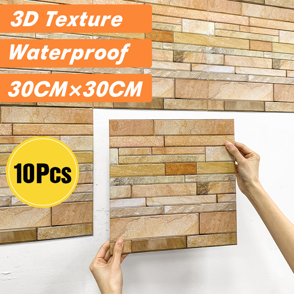 10Pcs | 3D Faux Stone Wall Sticker Self Adhesive 3D Wall Panel Stone ...