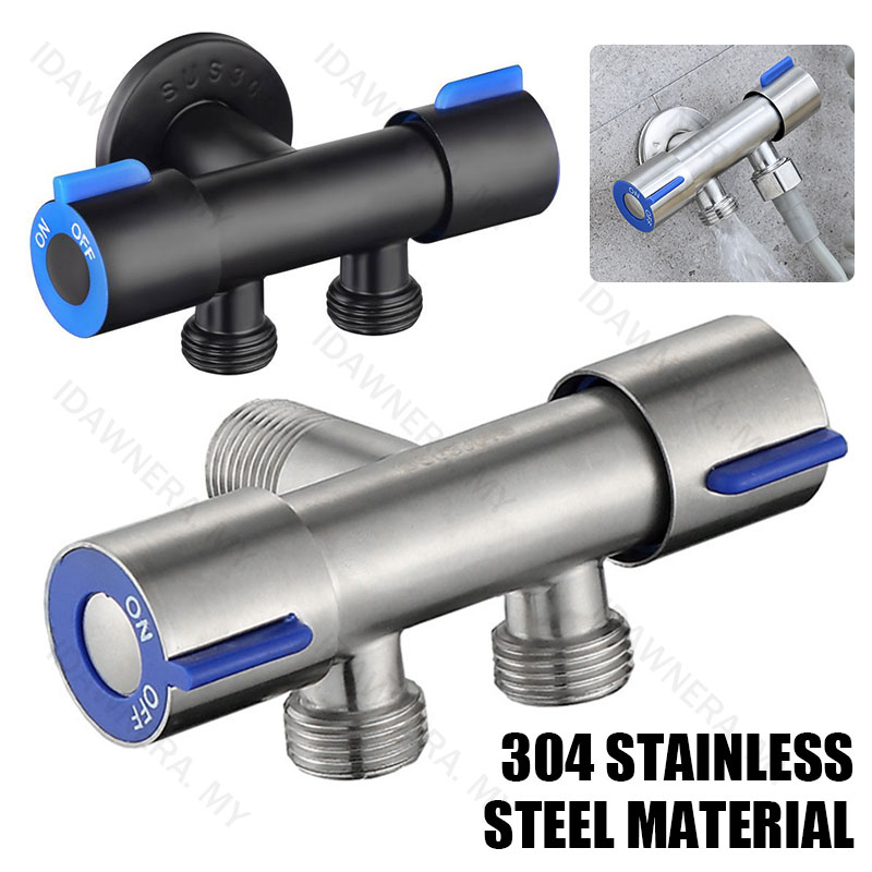 2-way Angle Water Tap Valve Stainless Steel Bidet Spray Set Hand Bidet ...