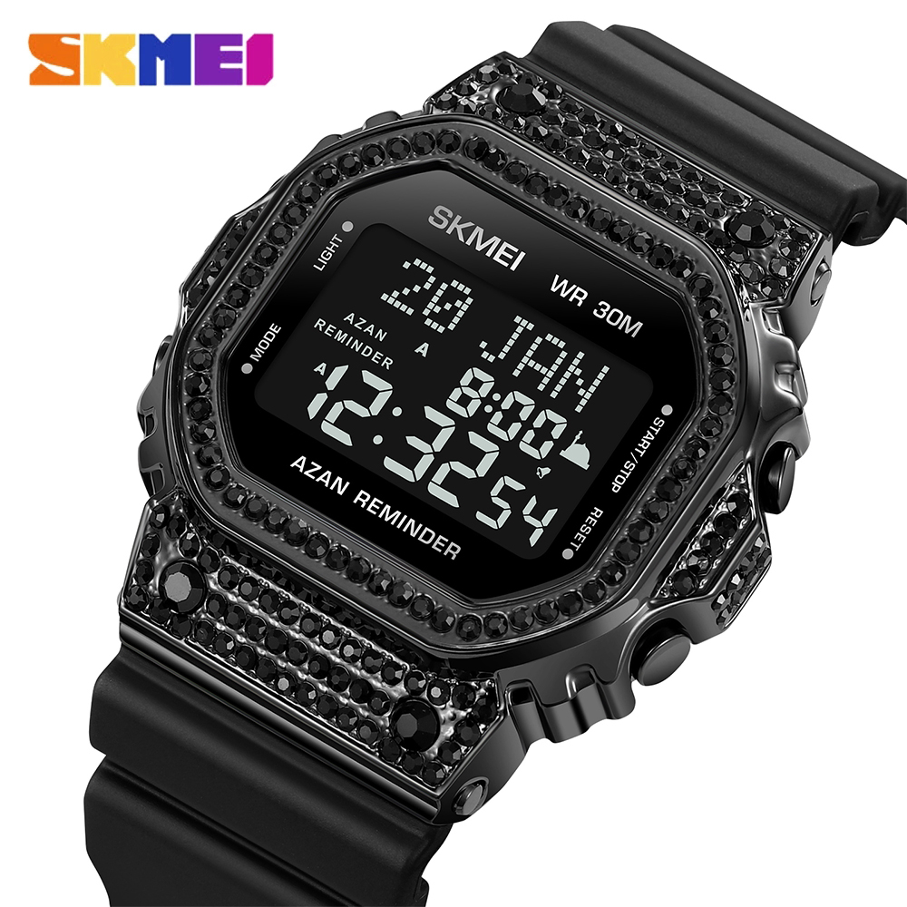 SKMEI Muslim Azan Digital Watch Men with Pilgrimage Time Reminder Qibla ...