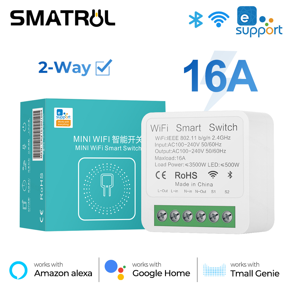 SMATRUL EWeLink 16A Mini Wifi Smart Switch Light 2 Way Module On Off ...