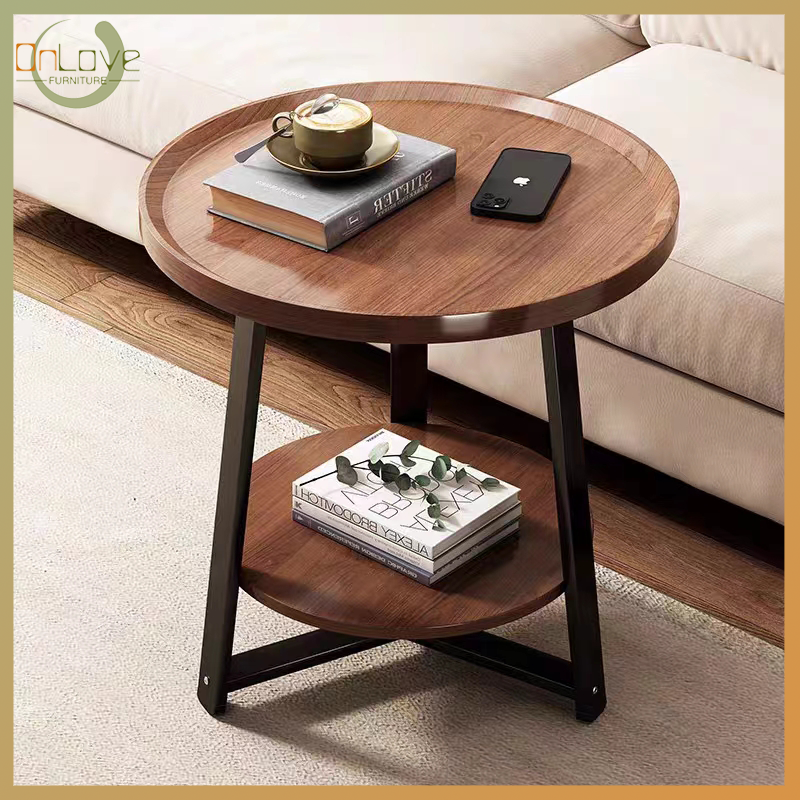 SG READY STOCK round coffee table double-layer small coffee table side ...