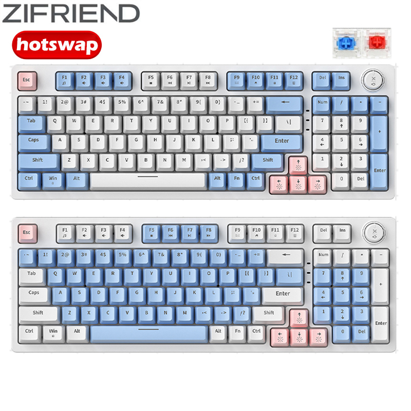 ZIFRIEND ZA98 Swappable Keyboard RGB backlit Mechanical Keyboard Blue ...