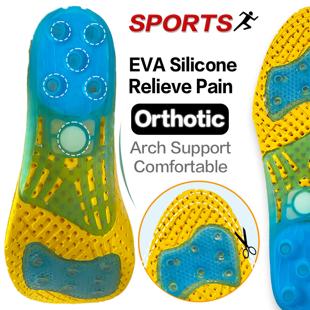 1 Pair Orthopedic Arch Support Insoles,Eva Spring Silicone Inserts,Flat ...