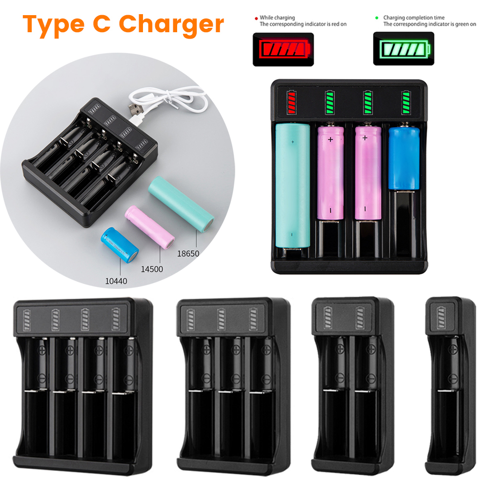 USB Fast Battery Charger for Rechargeable Li-Ion Batteries 18650 16340 ...