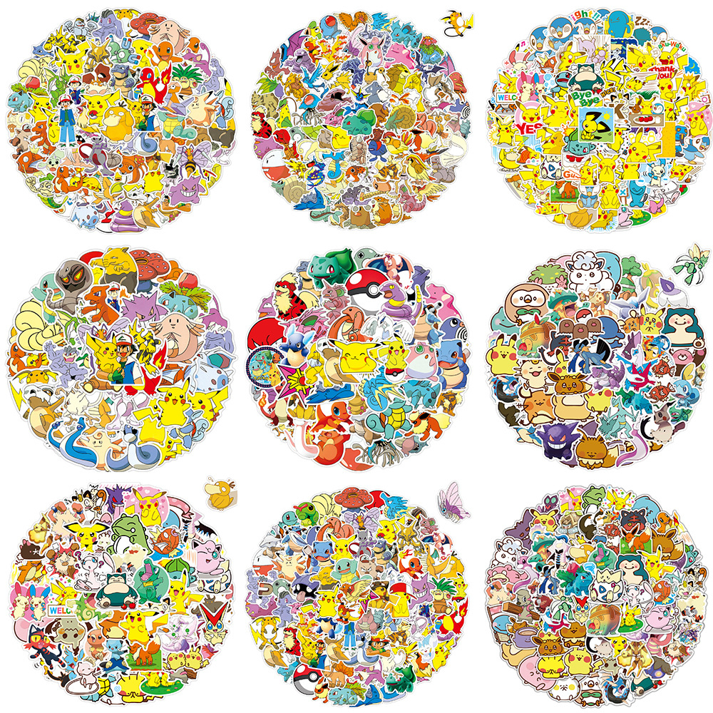 100/80/50PCS Cartoon Pikachu Pokemon Waterproof Stickers For Laptop ...