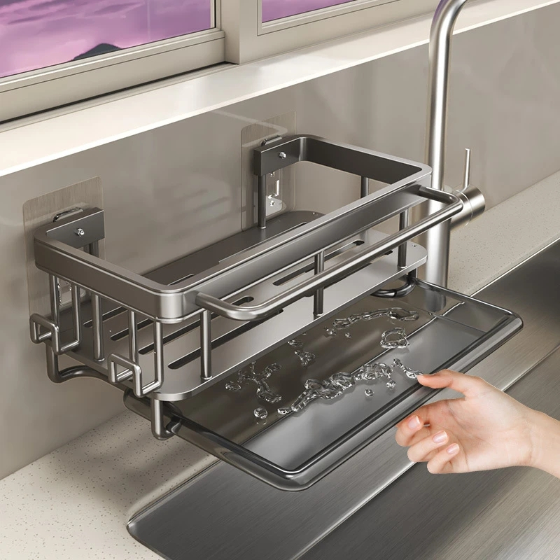 Kitchen Hanging Storage Rack Shelf Towel Sponge Drain Organizer ...