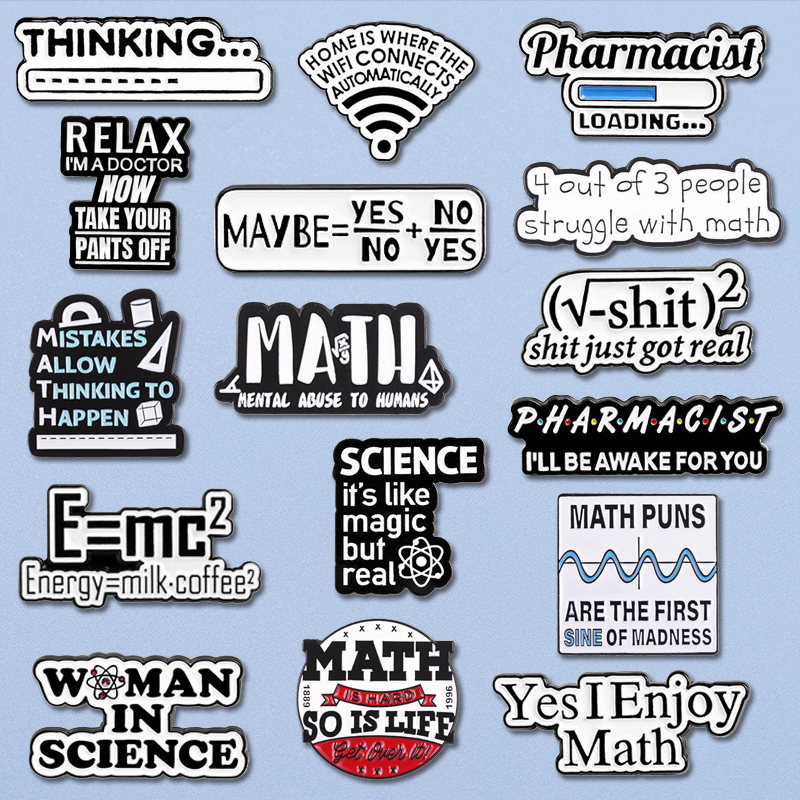 Discipline Math Enamel Pin Classic Letter Science Brooch Mathematics ...