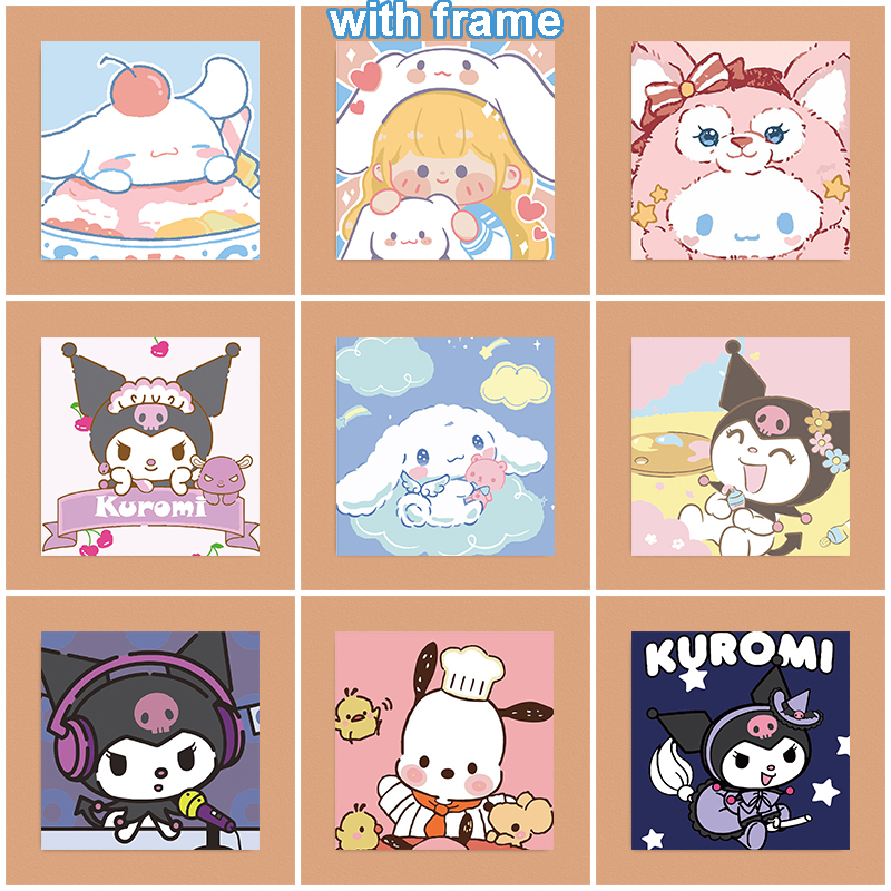 ORFON 20x20cm Framed Canvas Sanrio Paint DIY Oil Painting By Number ...