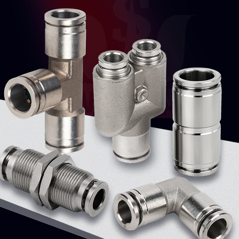 Stainless Steel 304 Pneumatic Quick Connector Pneumatic Air Pipe Cross ...