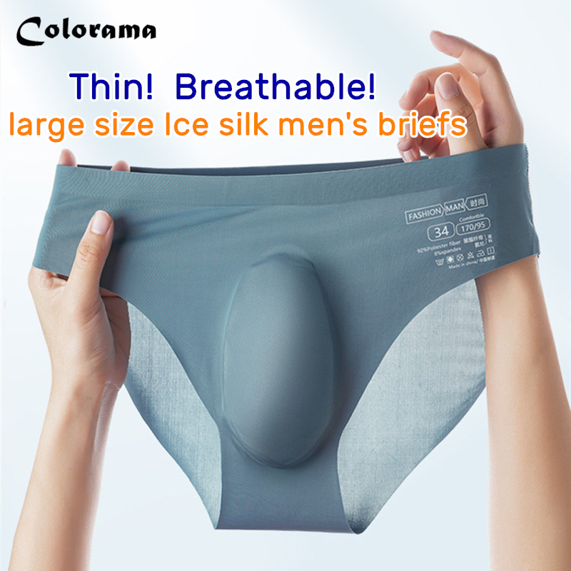 【buy 5 Get 1 Free】thin Breathable Large Size Ice Silk Mens Briefs