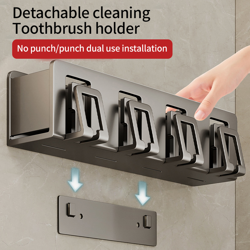 YUN JIE YA Wall Mounted Inverted Aluminium Alloy Toothbrush Holder ...