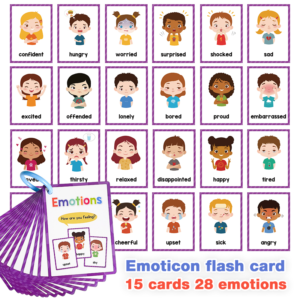 My Emotion Feelings 15 Cards 28 Words Set English and Chinese Learning ...
