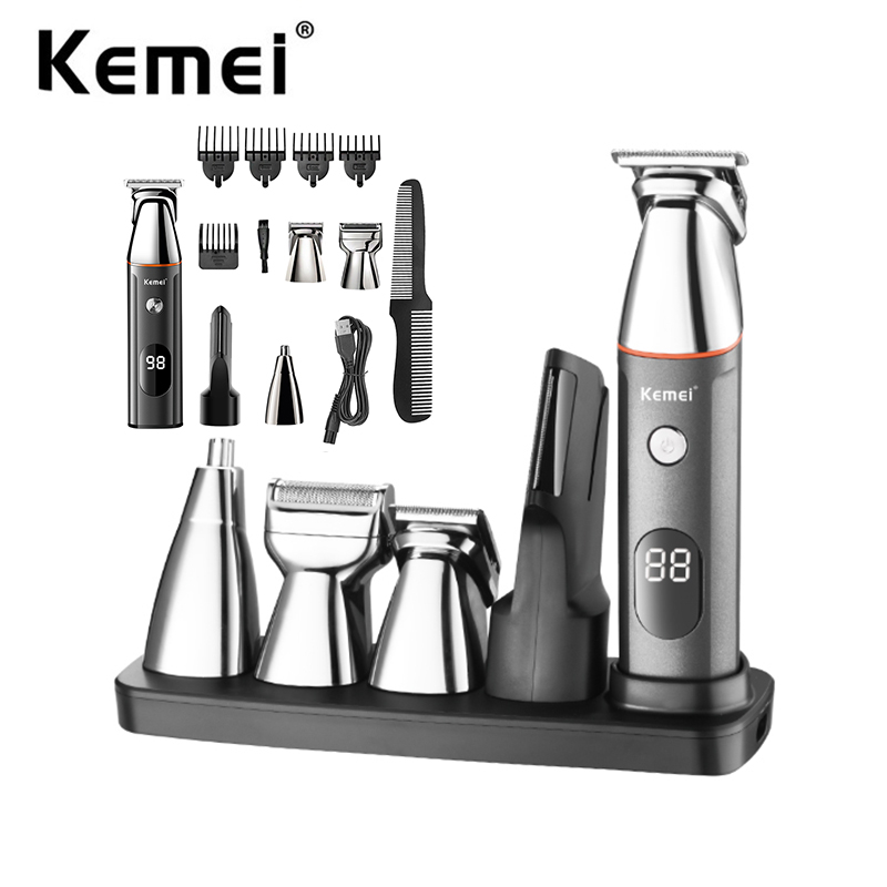 Kemei Cordless Hair Clipper Beard Trimmer Nose & Ear Body Trimmers ...