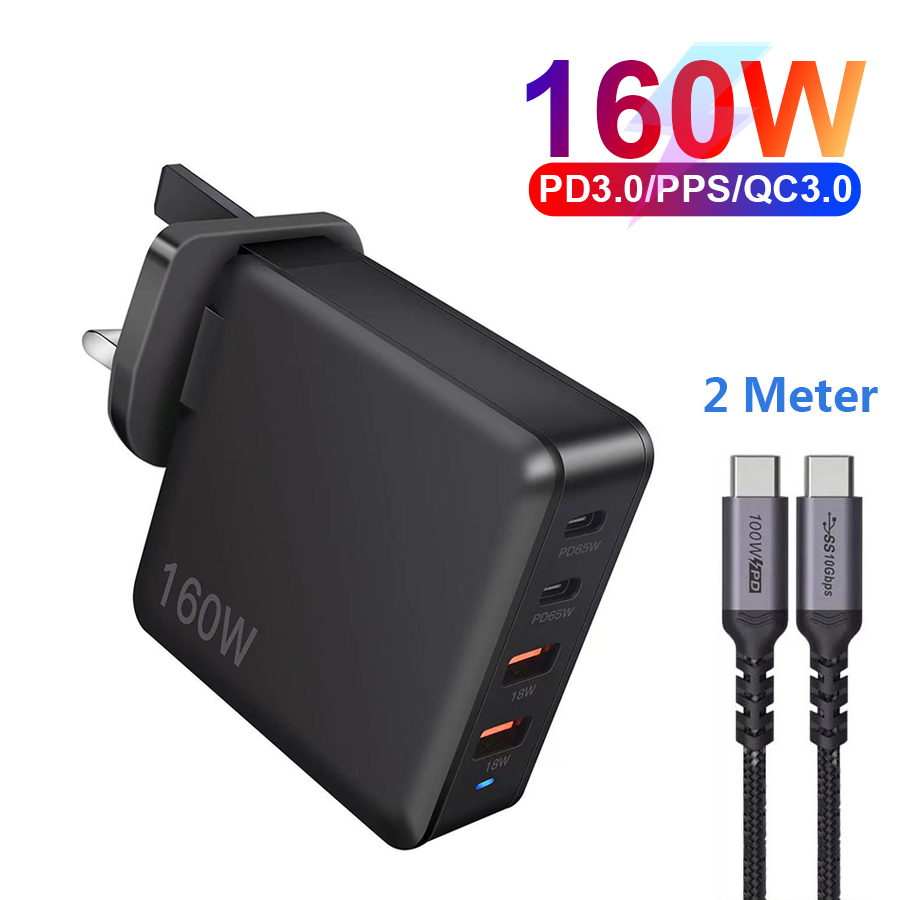 Ugoodbuy 160W GaN Fast Wall Charger 4 Ports QC18W USB C PD 65W Power ...