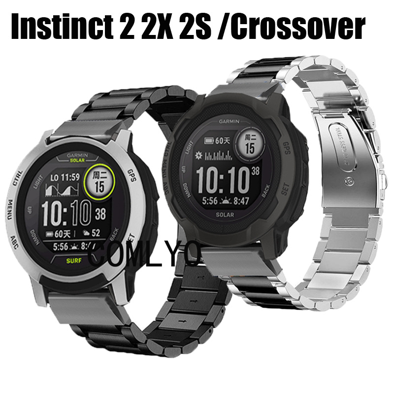 For Garmin Instinct 2X 2 2S Crossover Strap Stainless Steel Metal Watch ...
