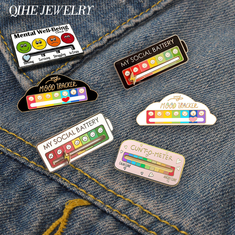 Funny Interactive Mood Pins Interactive Battery Pin Mood Brooch Cloud ...