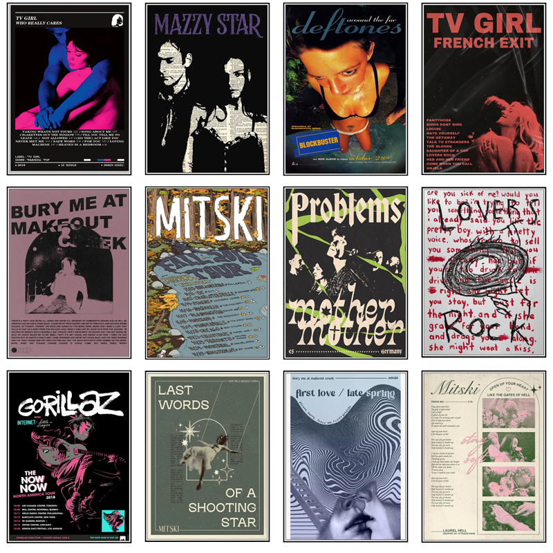 Mitski Poster Band Poster white copper paper poster living room bar ...