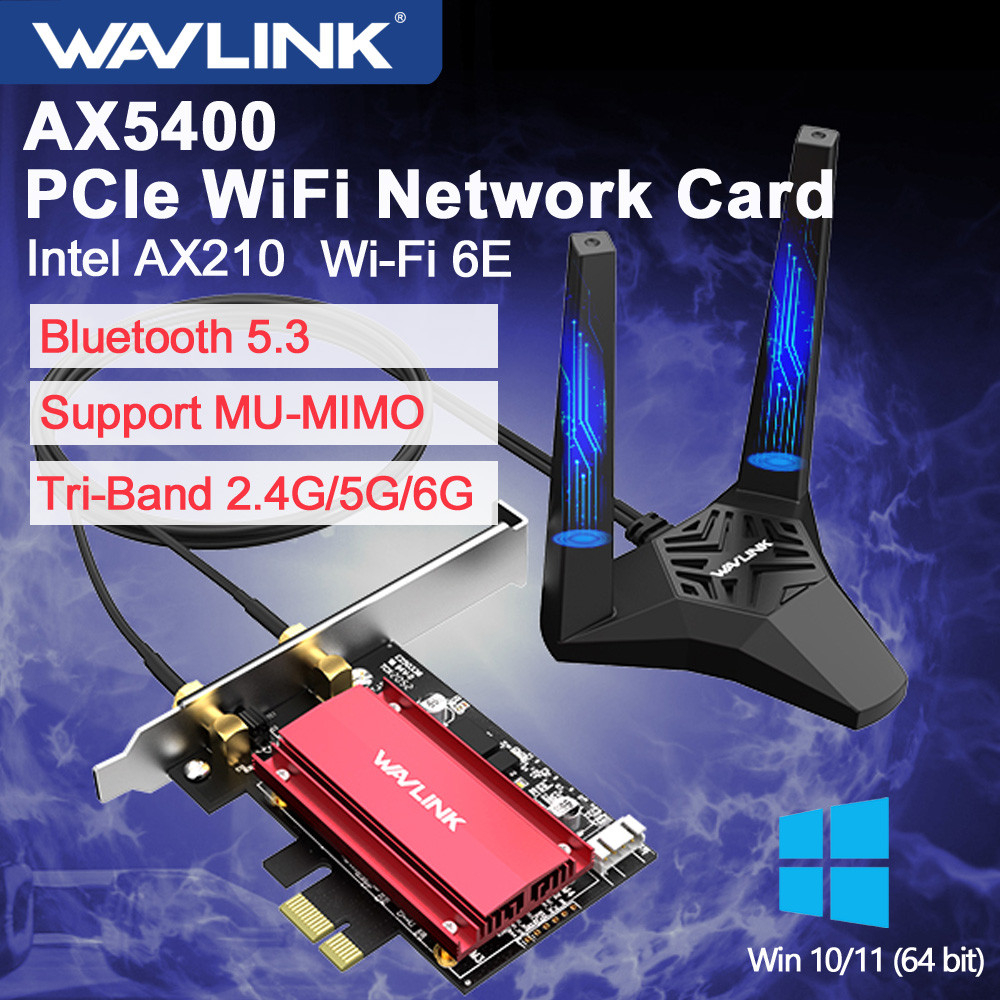 Wavlink AX5400 WiFi 6E PCIe Network Card Tri-Band AX210 Wireless ...