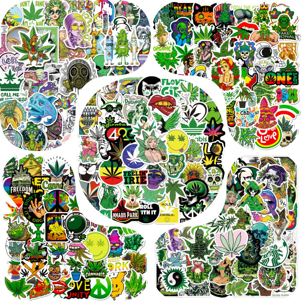 250/200/150/100/50PCS Funny Characters Leaves Weed Smoking Graffiti ...
