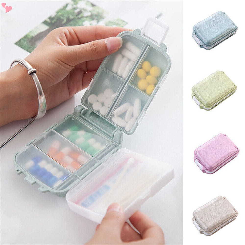 Double 8 Compartment Folding Pill Box Portable Organizer Medicine ...