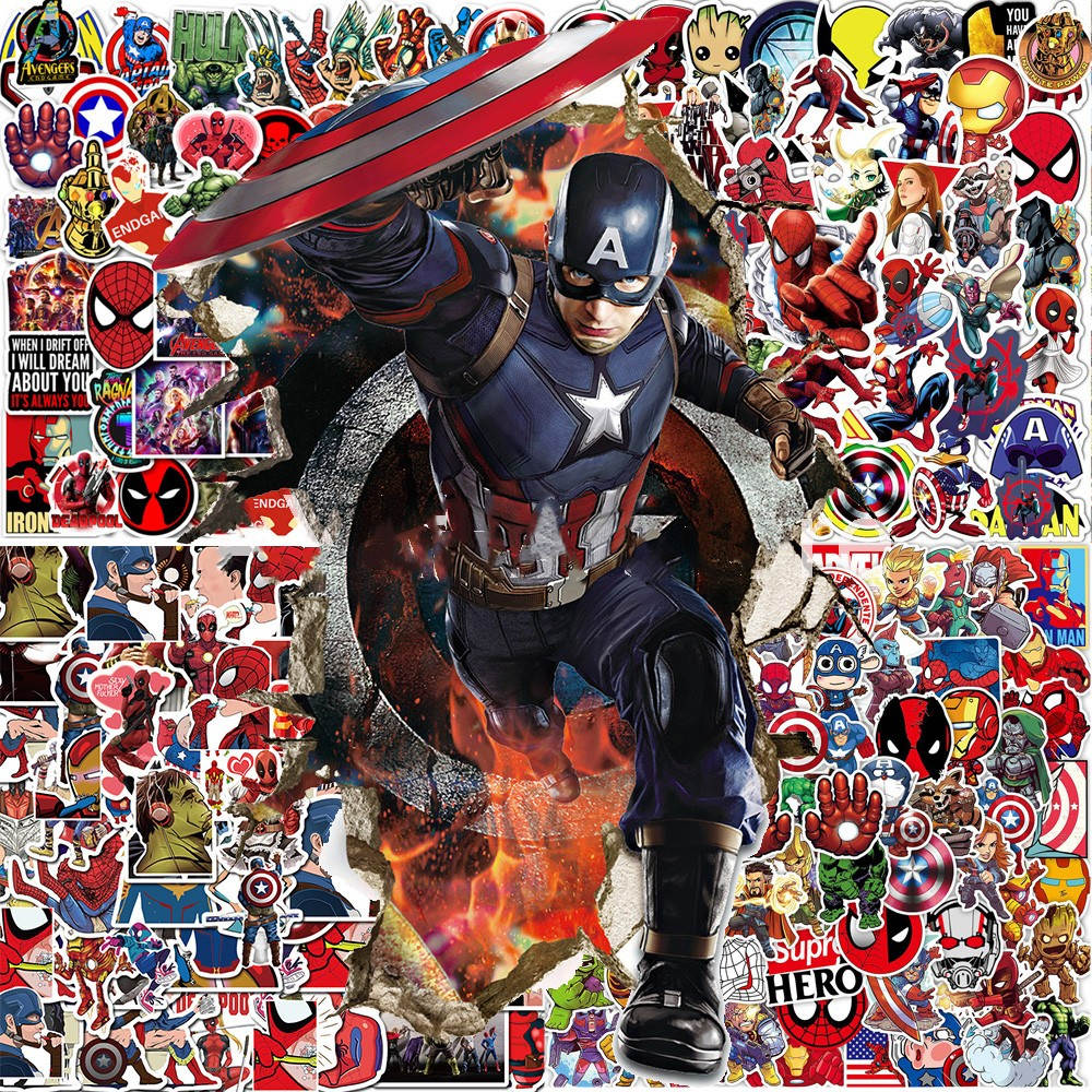 100/50PCS Disney Marvel Stickers Anime Spider-Man Iron Man Hulk Decals ...