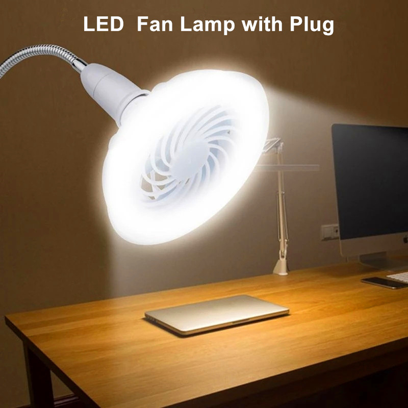 LED Ceiling Fan with Light 2in1 E27 LED Bulb with Plug Electric Fans ...