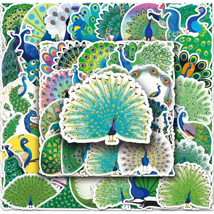 50 Piece Funny Peacock Stickers Waterproof DIY For Phones Laptop Car ...
