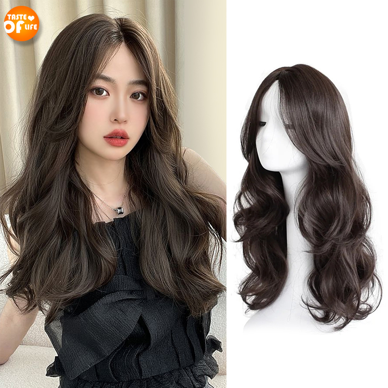 Wavy Curly Full Hair Wig Middle Part Bangs Length 68CM Hairwigs Elegant ...