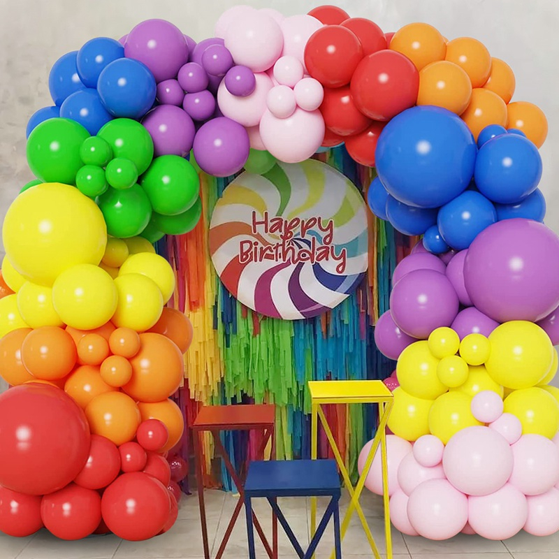 126PCS Colorful Rainbow Balloon Garland Arch Kit Birthday Decoration ...